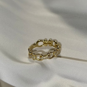 Gold Ring With Loops Decorated With Zircons - Etsy