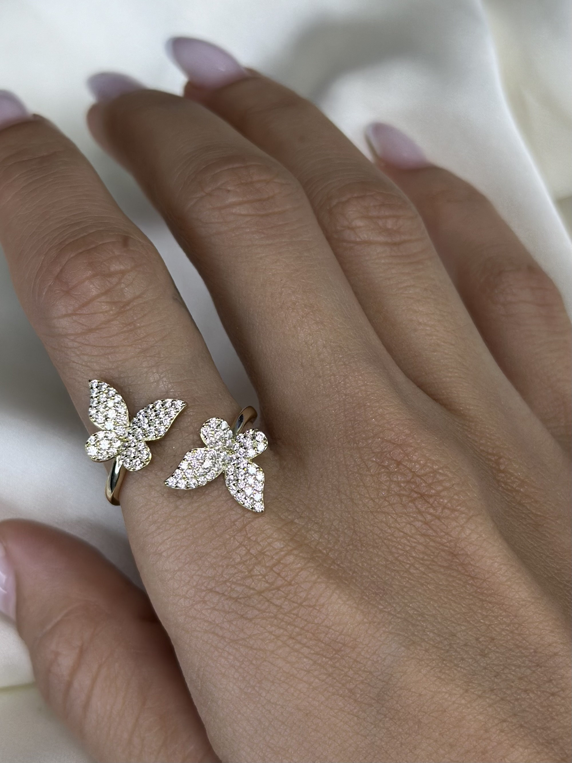 Ring of Two Butterflies With Zircons - Etsy