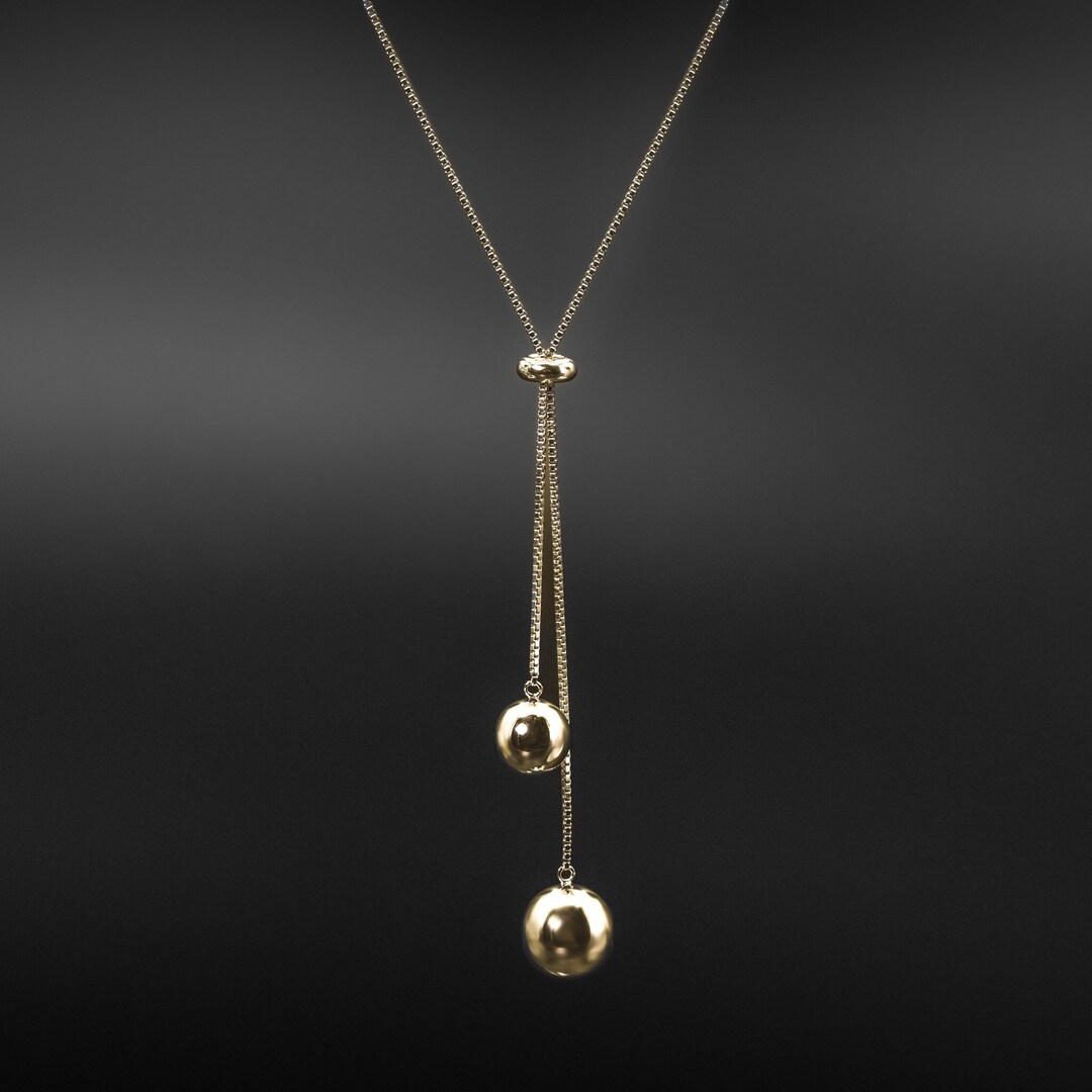 Adjustable Dual Sphere Lariat Necklace - Etsy