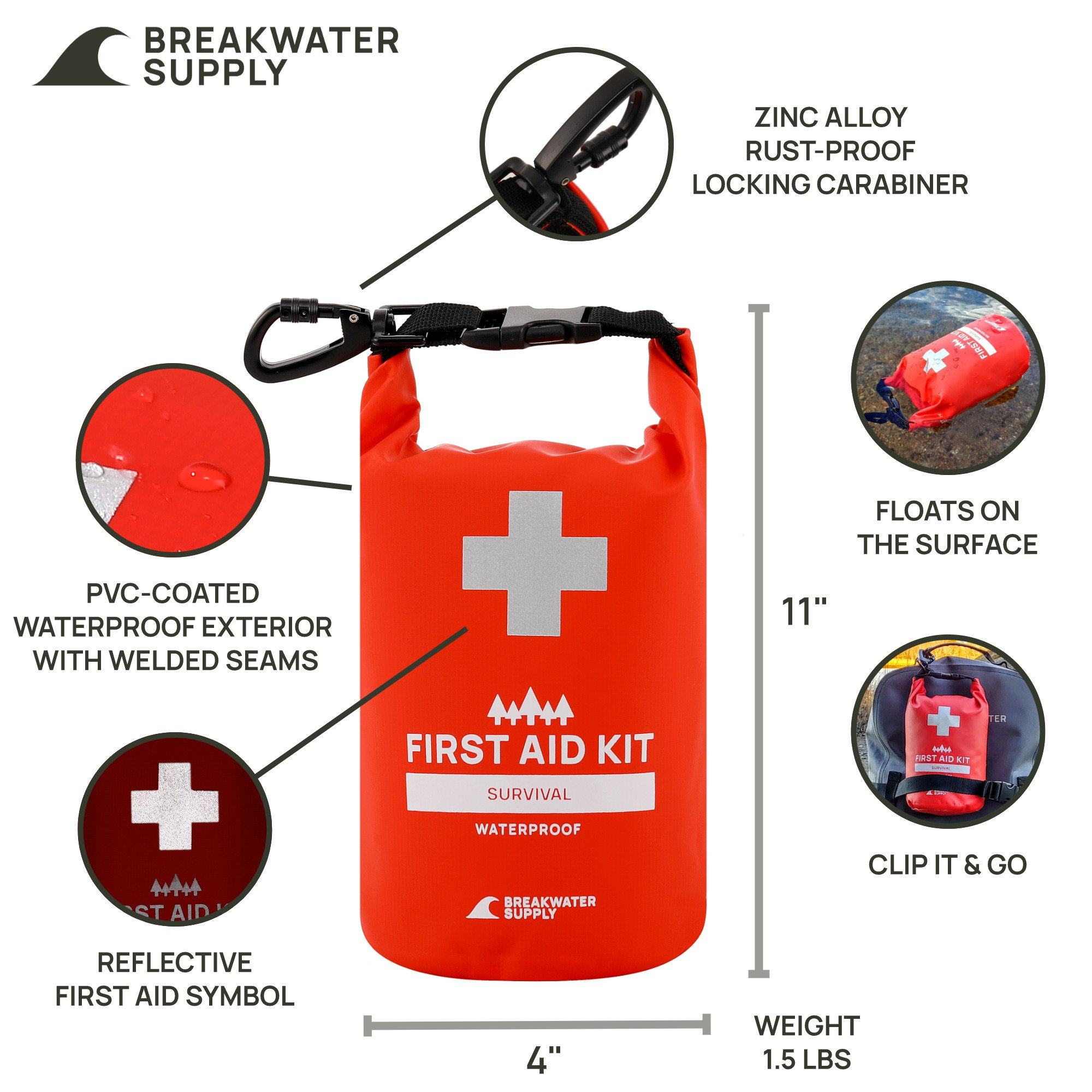 Waterproof First Aid Emergency Survival Kit for Camping, Boating ...
