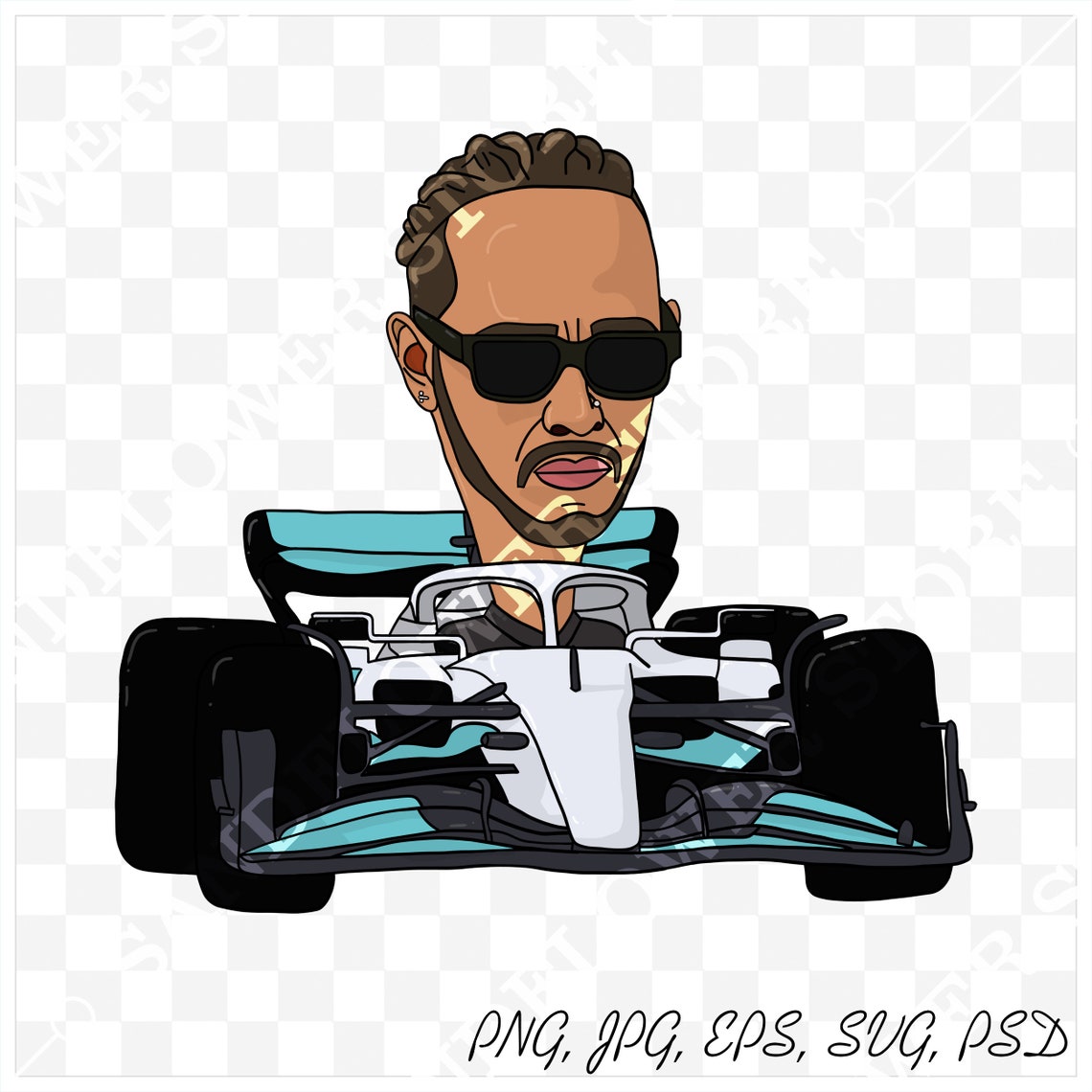 Caricatura de Lewis Hamilton F1 Descarga instantánea Archivo digital ...