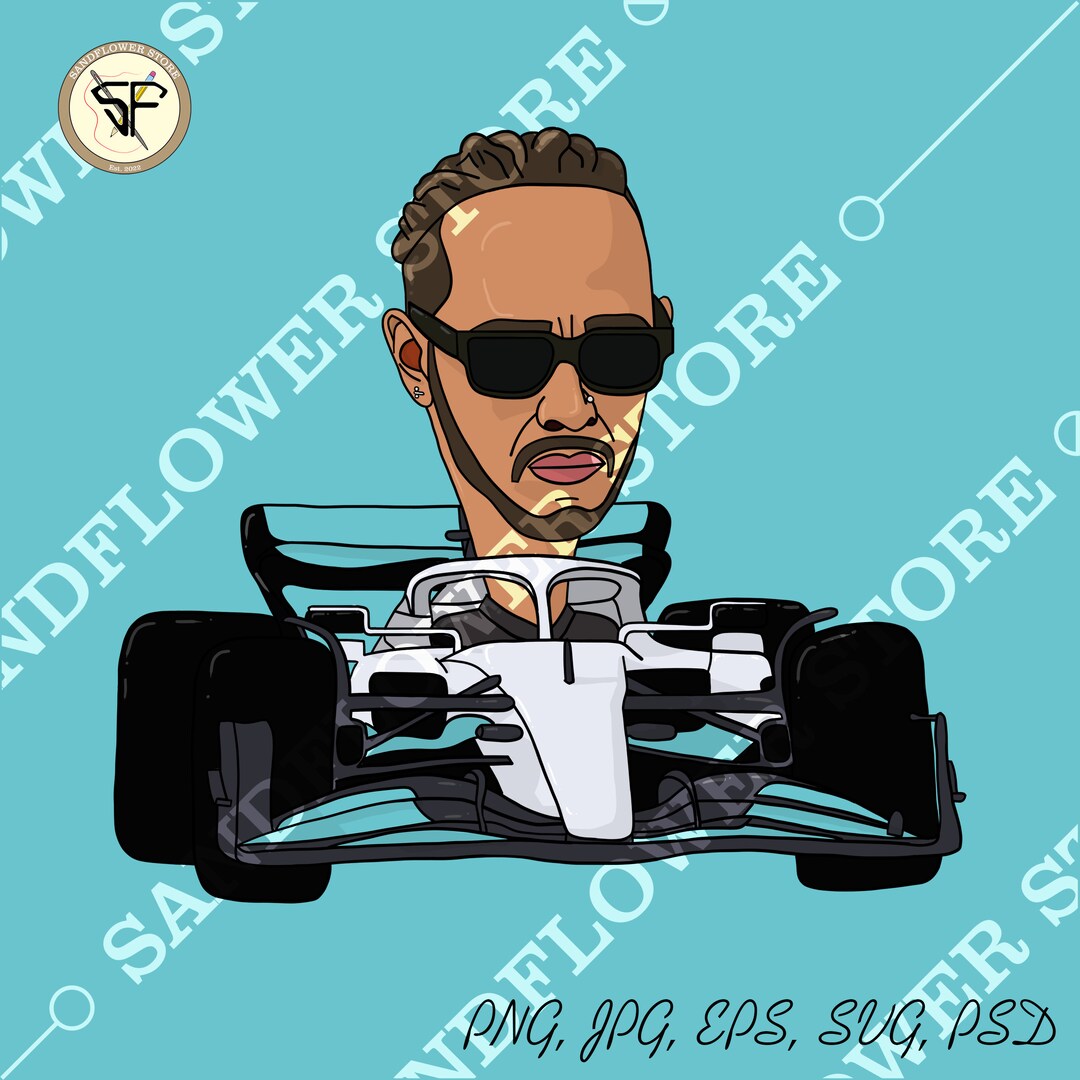 Lewis Hamilton F1 Caricature Instant Download Digital File Png Jpg Psd ...