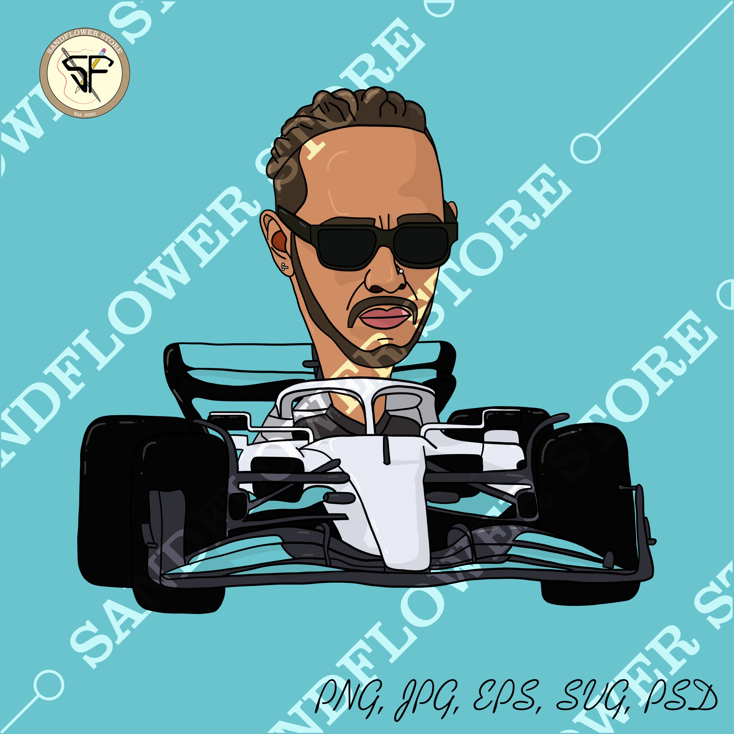 Lewis Hamilton F1 Caricature Instant Download Digital File Png Jpg Psd ...