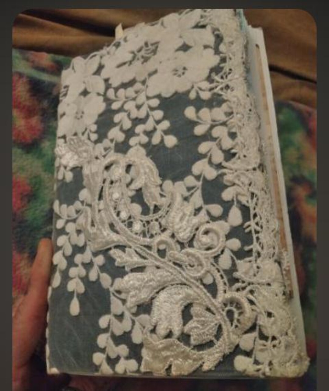 Light Blue Lace Covered Junk Journal Blue Journal Lace Journal Junk ...