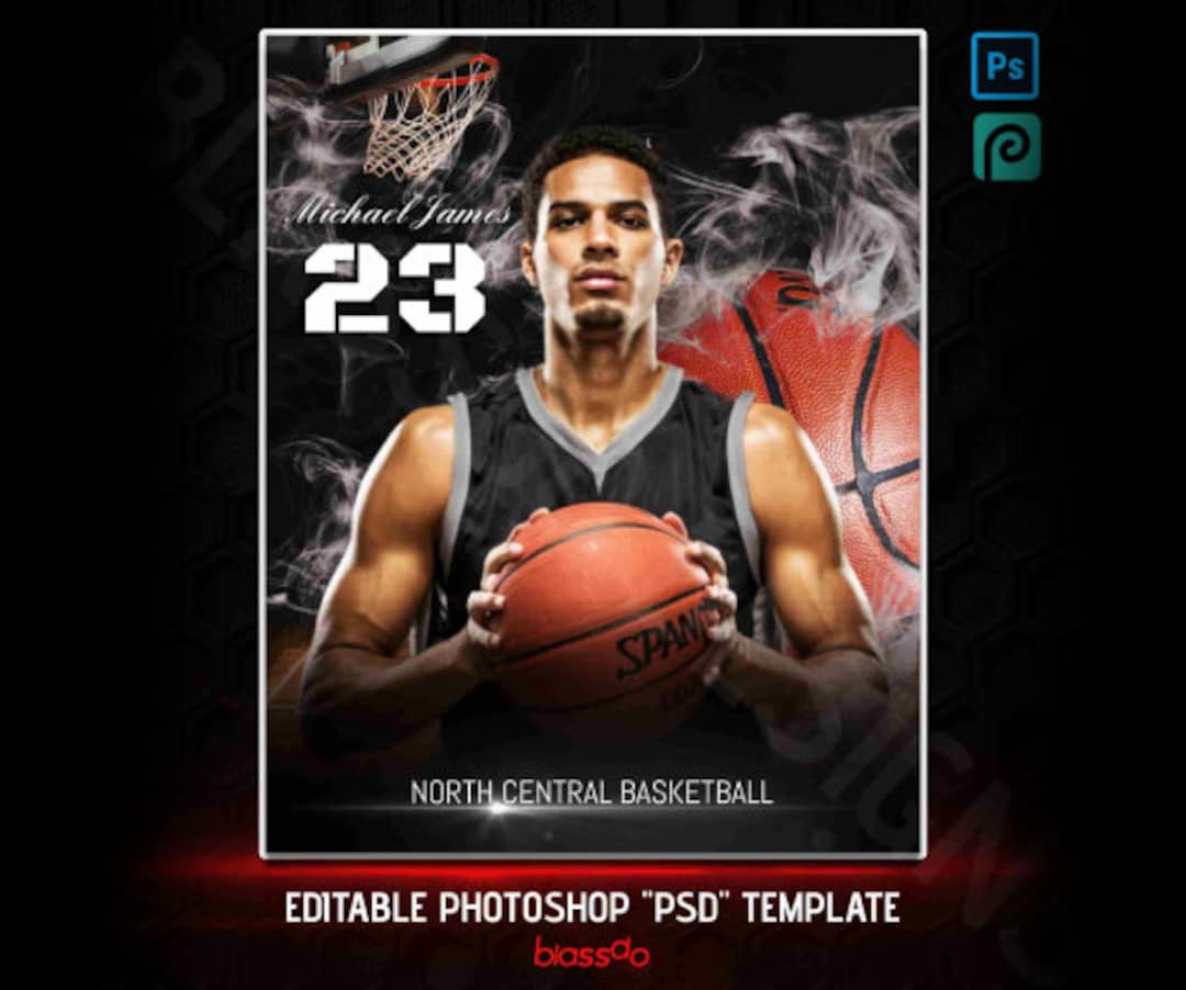 Basketball Sports Poster Template Photoshop for Basketball, Digital ...