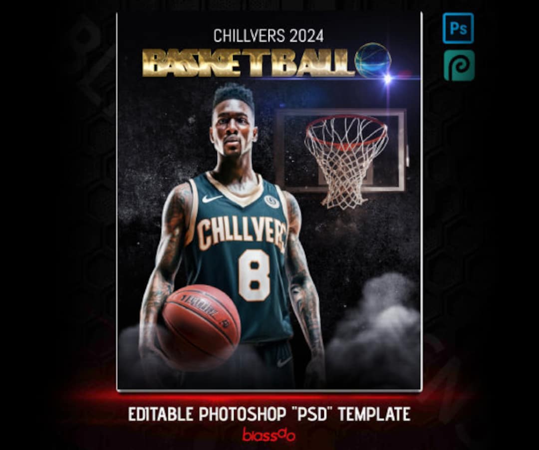 Basketball Sports Poster Template Photoshop for Basketball, Digital ...