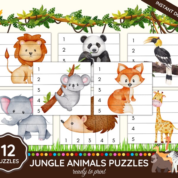 Jungle Animal Puzzle - Etsy