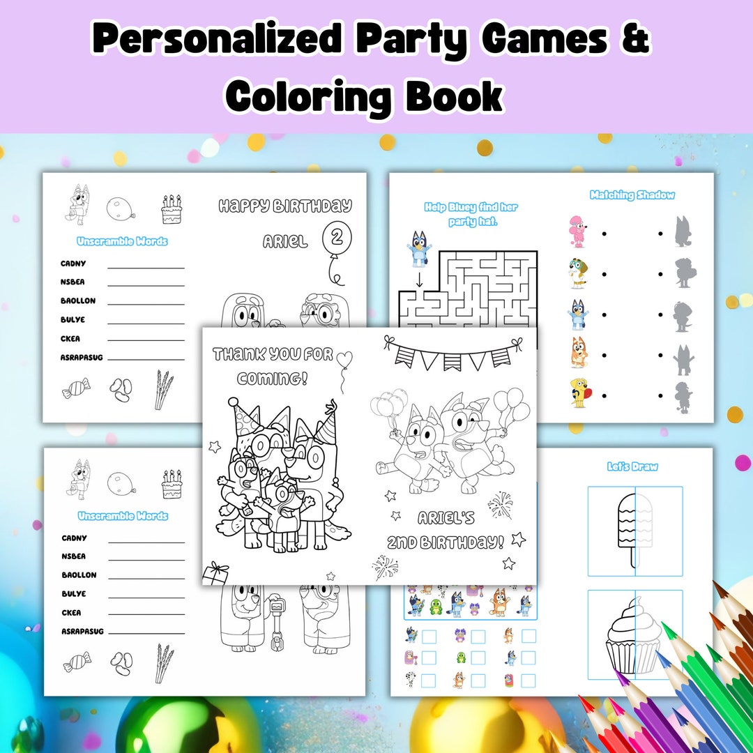 Bluey Coloring Pages, Bluey Puzzle Bundle, Bluey Party Favors, Bluey ...