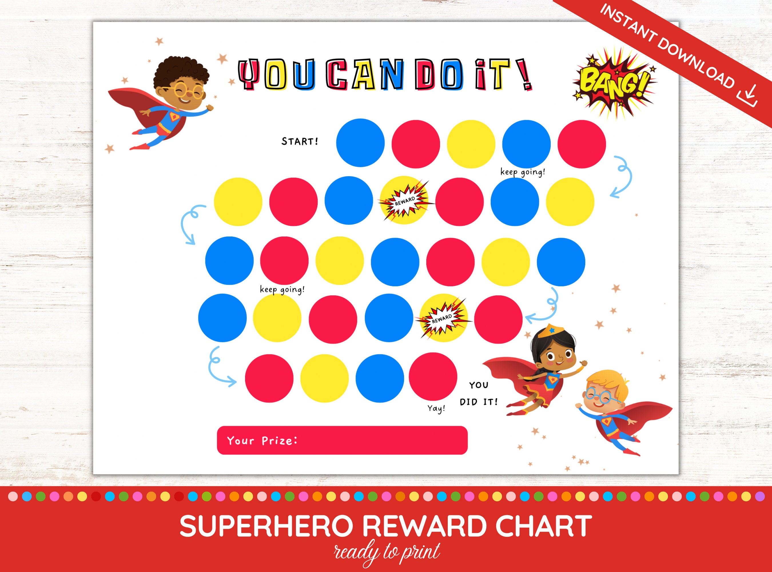 Superhero Reward Chart for Kids Simple Kids Reward - Etsy Australia