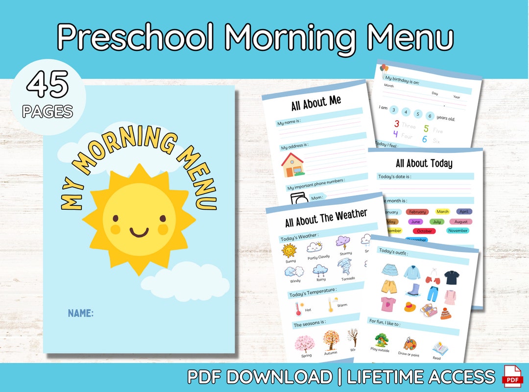 Morning Menuhomeschool Morning Basket Printables Morning - Etsy