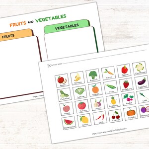 Fruits and Veggies Sorting, Matching Preschool Activities,kindergarten ...
