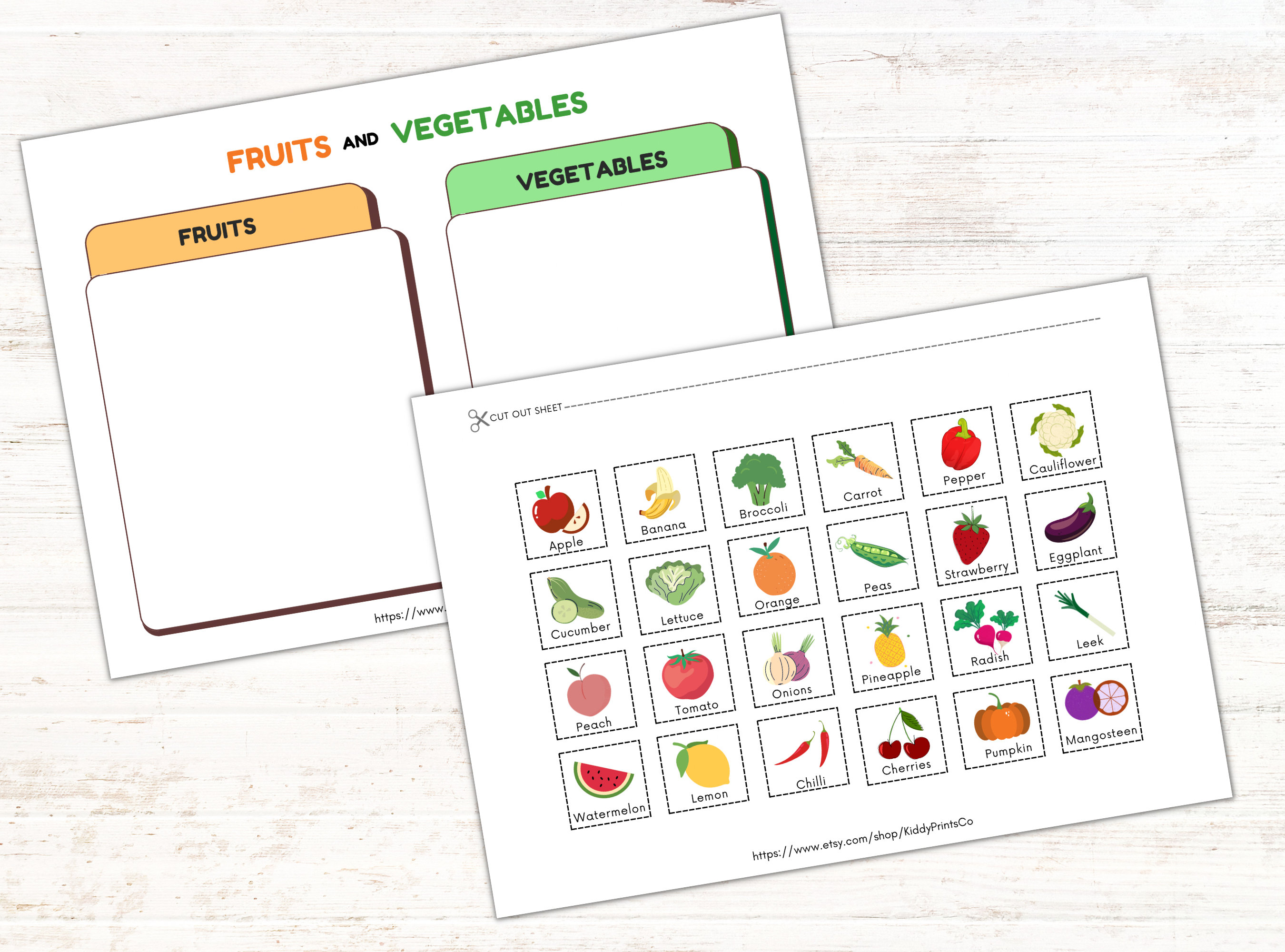 Fruits and Veggies Sorting, Matching Preschool Activities,kindergarten ...