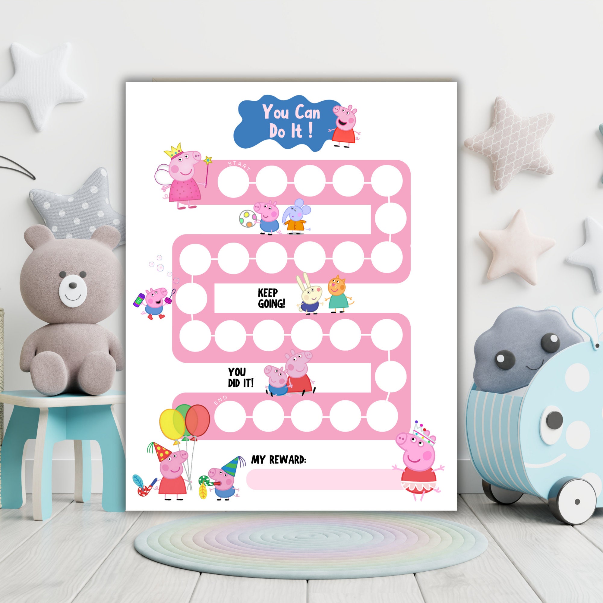 Peppa Pig Reward Chart for Kids, Kids Reward Chart, Peppa Pig Sticker ...