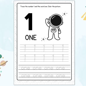 Tracing Numbers Printables Space Theme Worksheets Kindergarten - Etsy