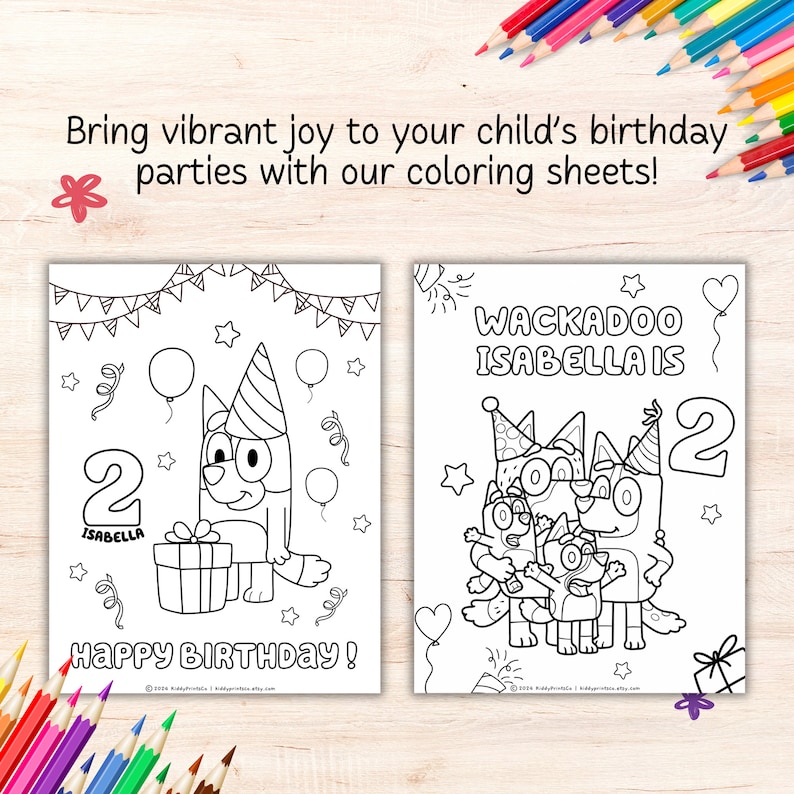 Bluey Birthday Coloring Sheet, Bluey Activity Sheet, Printable Bluey ...