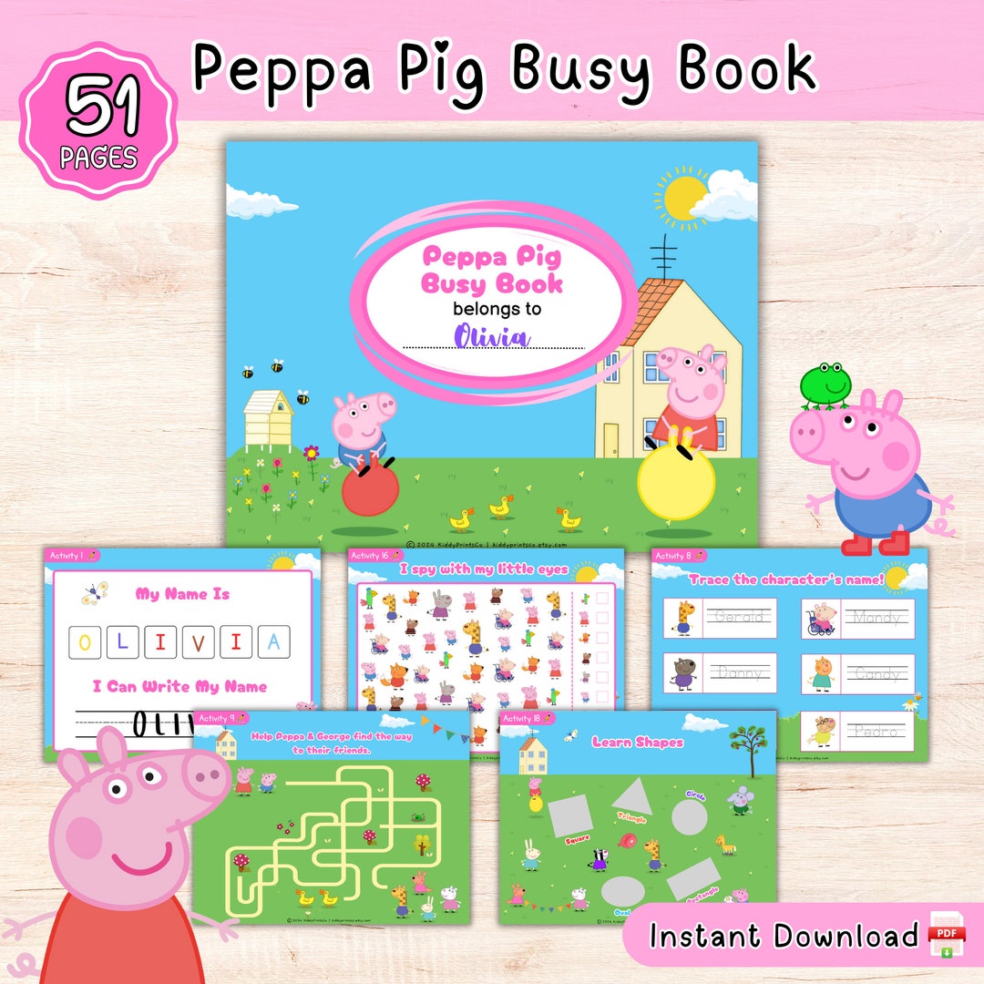 Peppa Pig Busy Book, Peppa Printable, Toddler Busy Book Activities ...