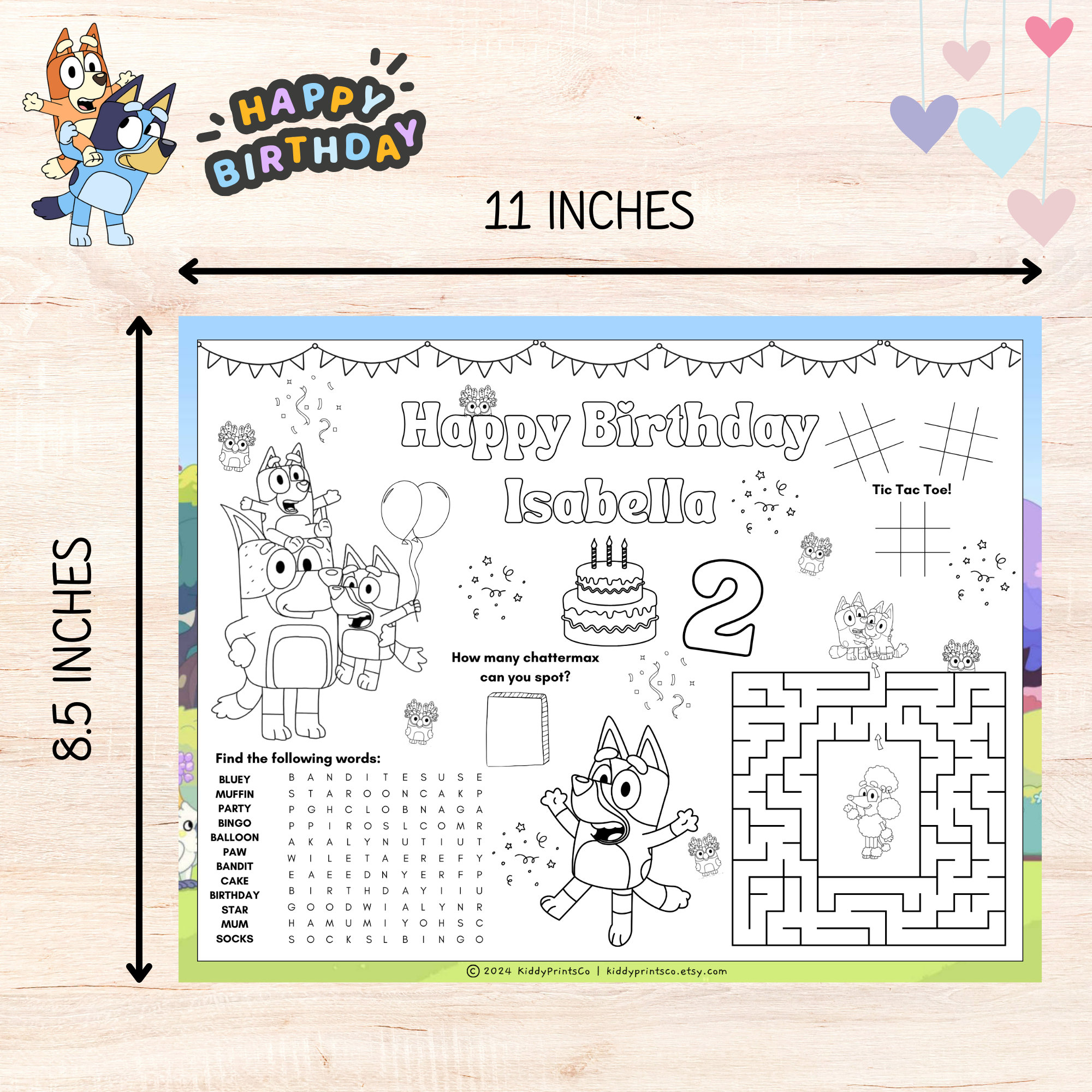 Bluey Birthday Coloring Sheet, Bluey Activity Sheet, Printable Bluey ...