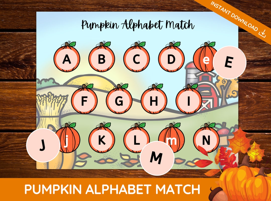 Fall Activity for Kids Pumpkin Alphabet Match Fall Busy - Etsy Australia