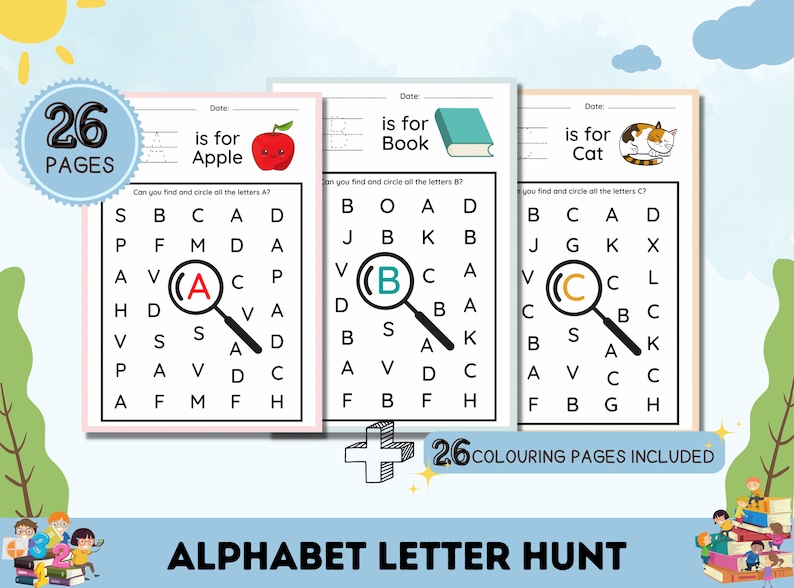 Letter Hunt Printables ABC Worksheets Kindergarten Printables - Etsy