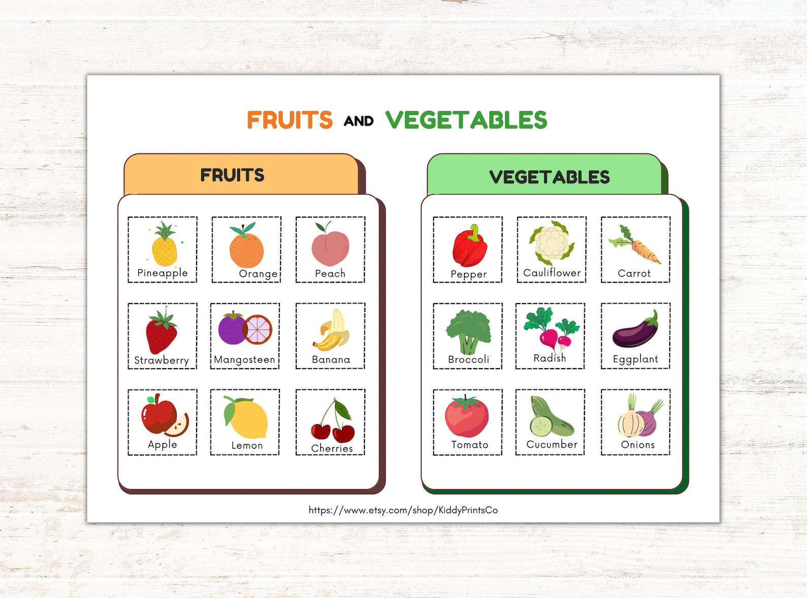 Fruits and Veggies Sorting, Matching Preschool Activities,kindergarten ...