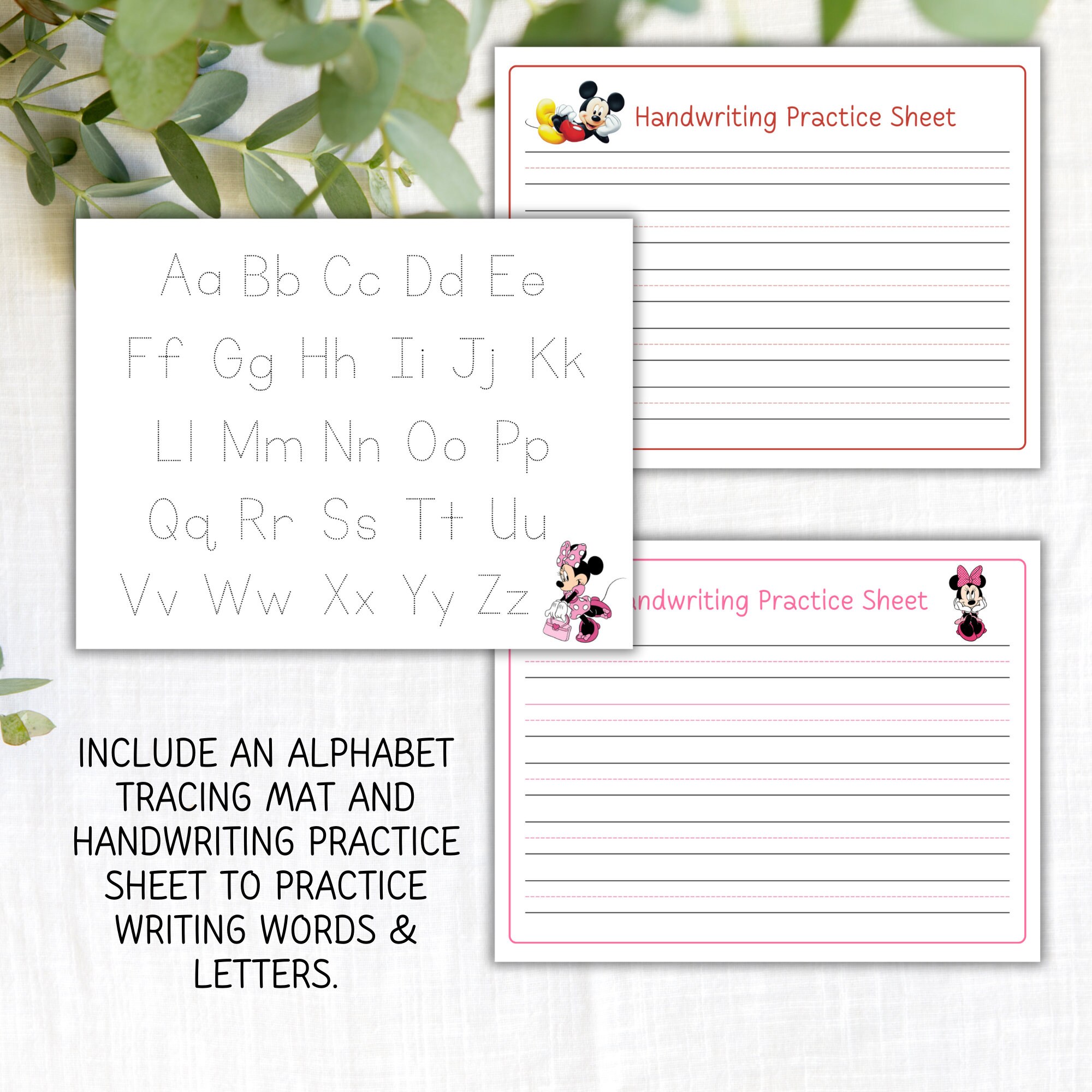 Minnie Custom Name Tracing Sheet Handwriting Practice Personalized Name ...
