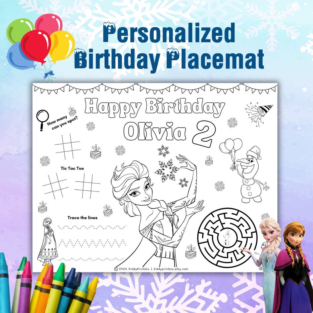 Birthday Placemat, Custom Activity Sheet, Printable Birthday Party ...