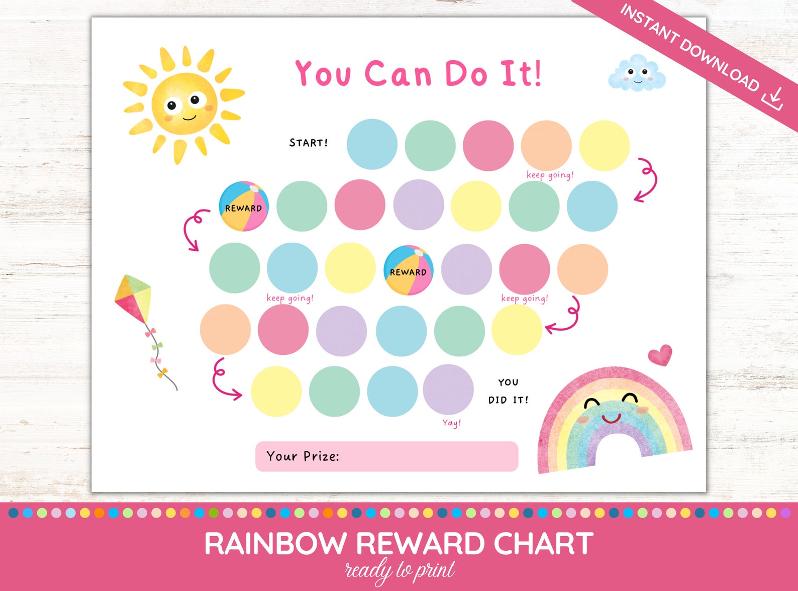 Rainbow Reward Chart for Kids, Kids Reward Chart, Rainbow Sticker Chart ...