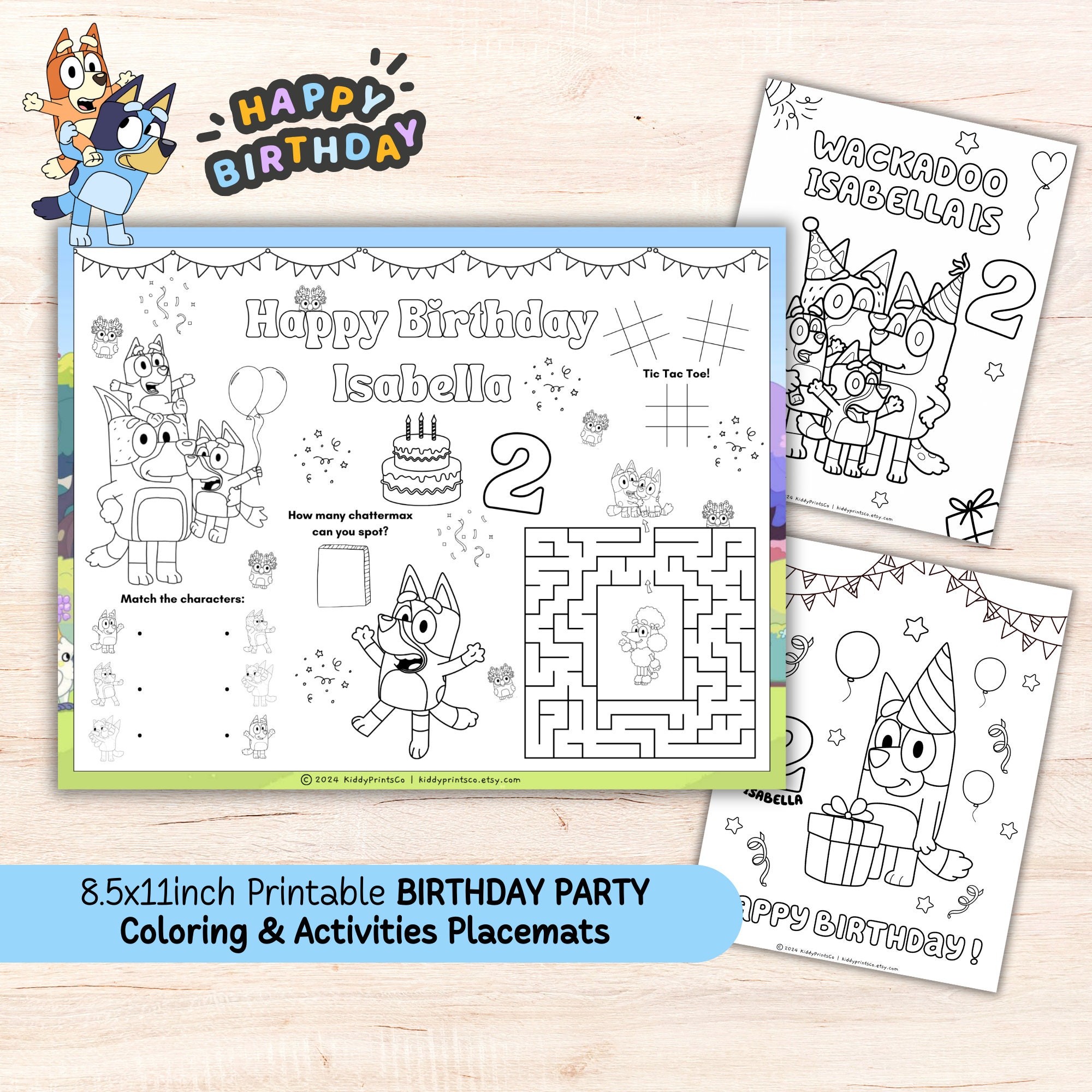 Bluey Birthday Coloring Sheet, Bluey Activity Sheet, Printable Bluey ...