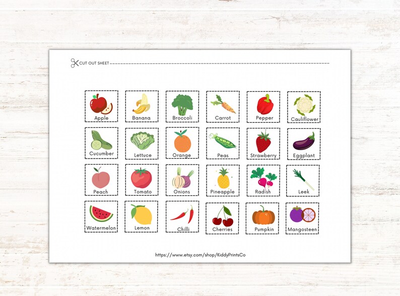 Fruits and Veggies Sorting, Matching Preschool Activities,kindergarten ...
