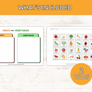 Fruits and Veggies Sorting, Matching Preschool Activities,kindergarten ...