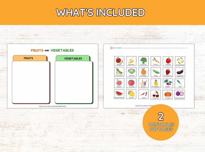 Fruits and Veggies Sorting Matching Preschool - Etsy