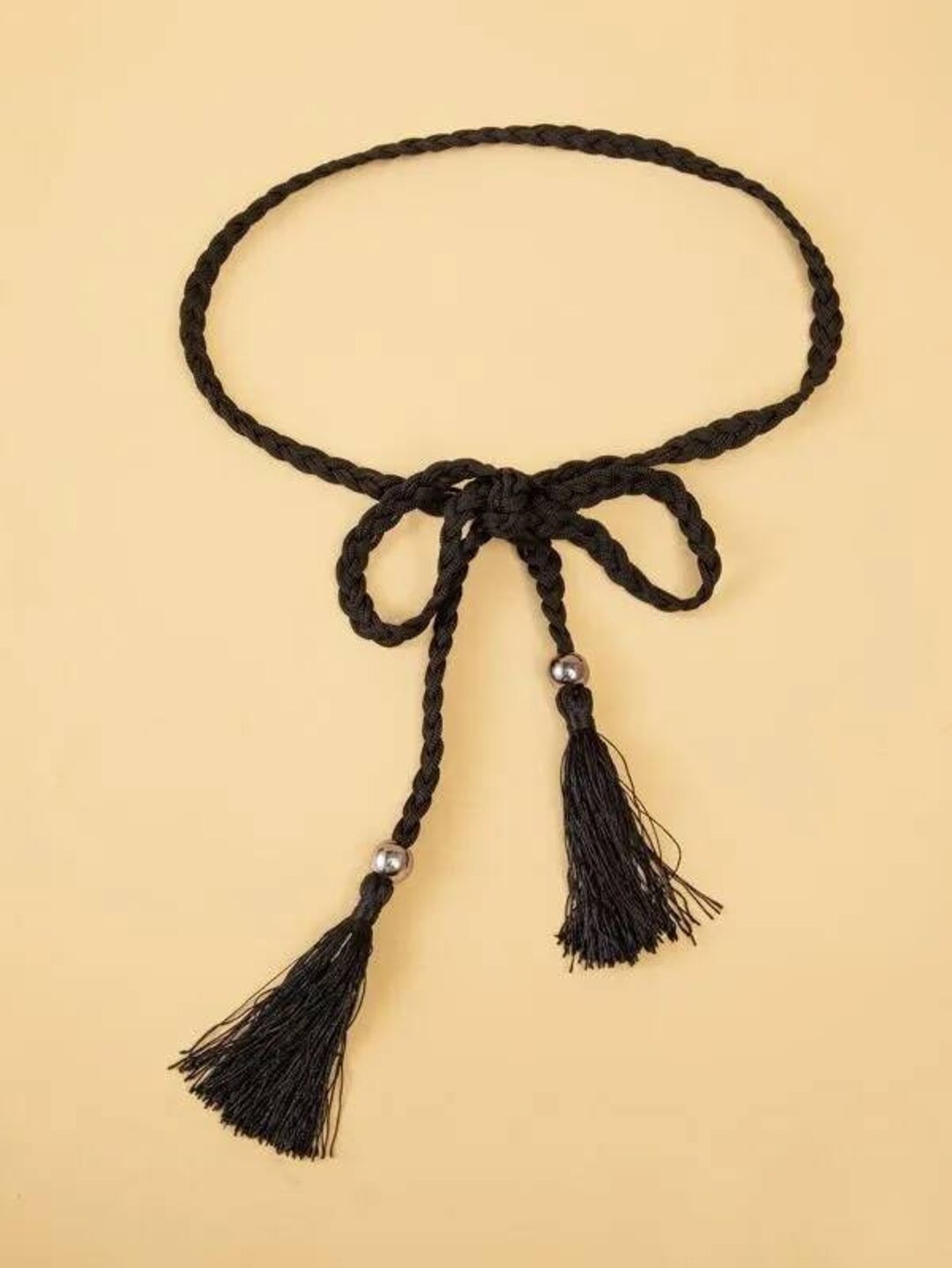 Black Tassel Belt, Black Rope Belt, Braided Black Belt, Black Dress ...