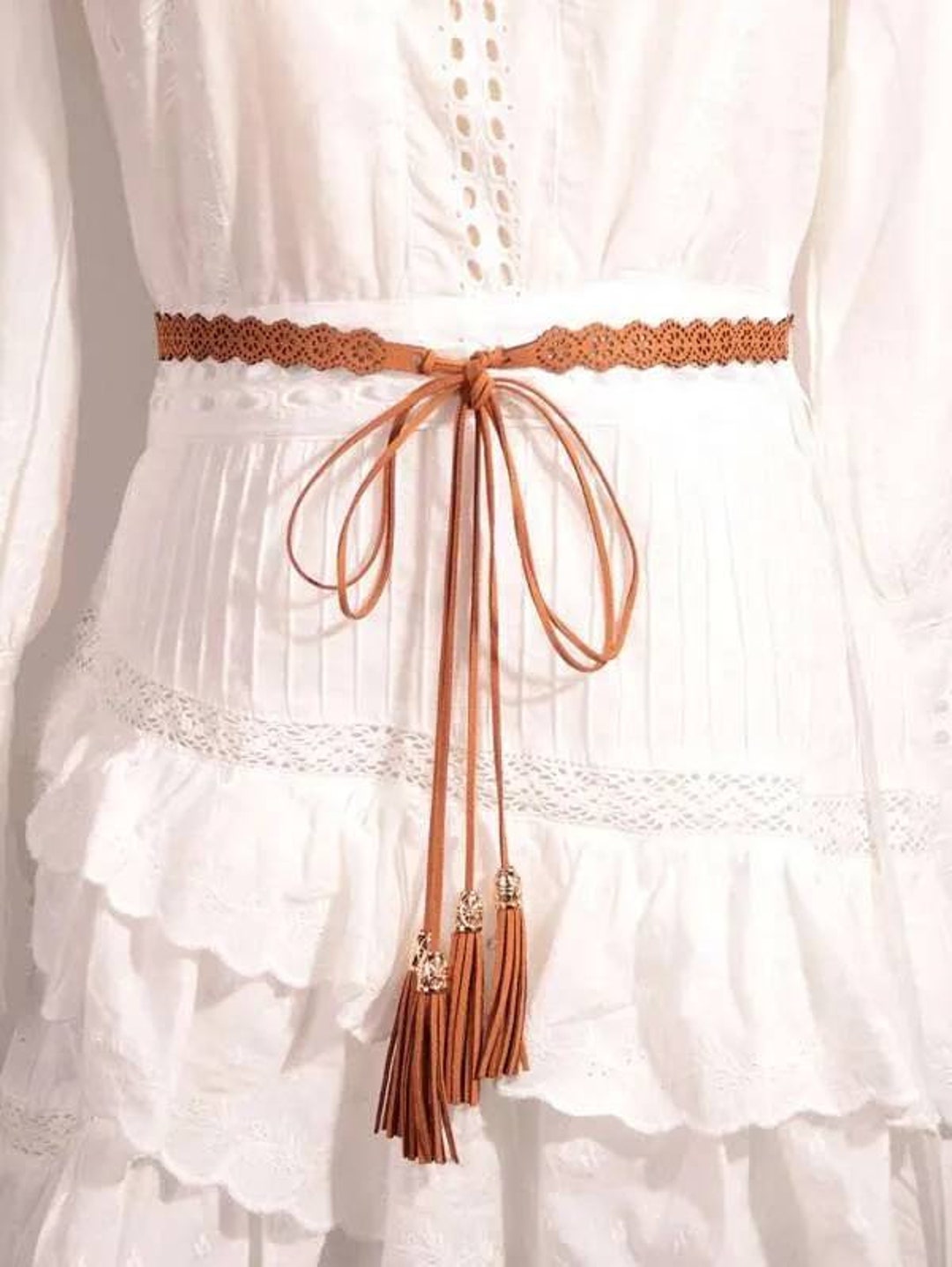 Brown Tassel Belt, Dainty Brown Belt, Suede Belt, Brown Rope Belt ...