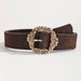 Brown Leather Flower Buckle Belt, Coffee Brown Belt, Flower Buckle Belt ...
