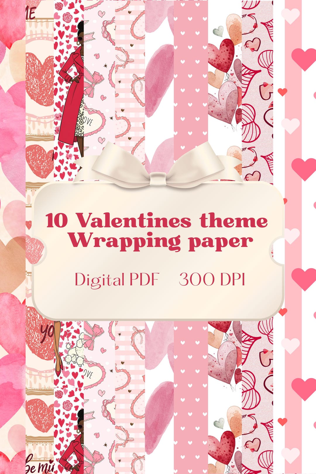 10 Valentine’s Day Printable Wrapping Paper | Romantic Gift Wrap PDF ...