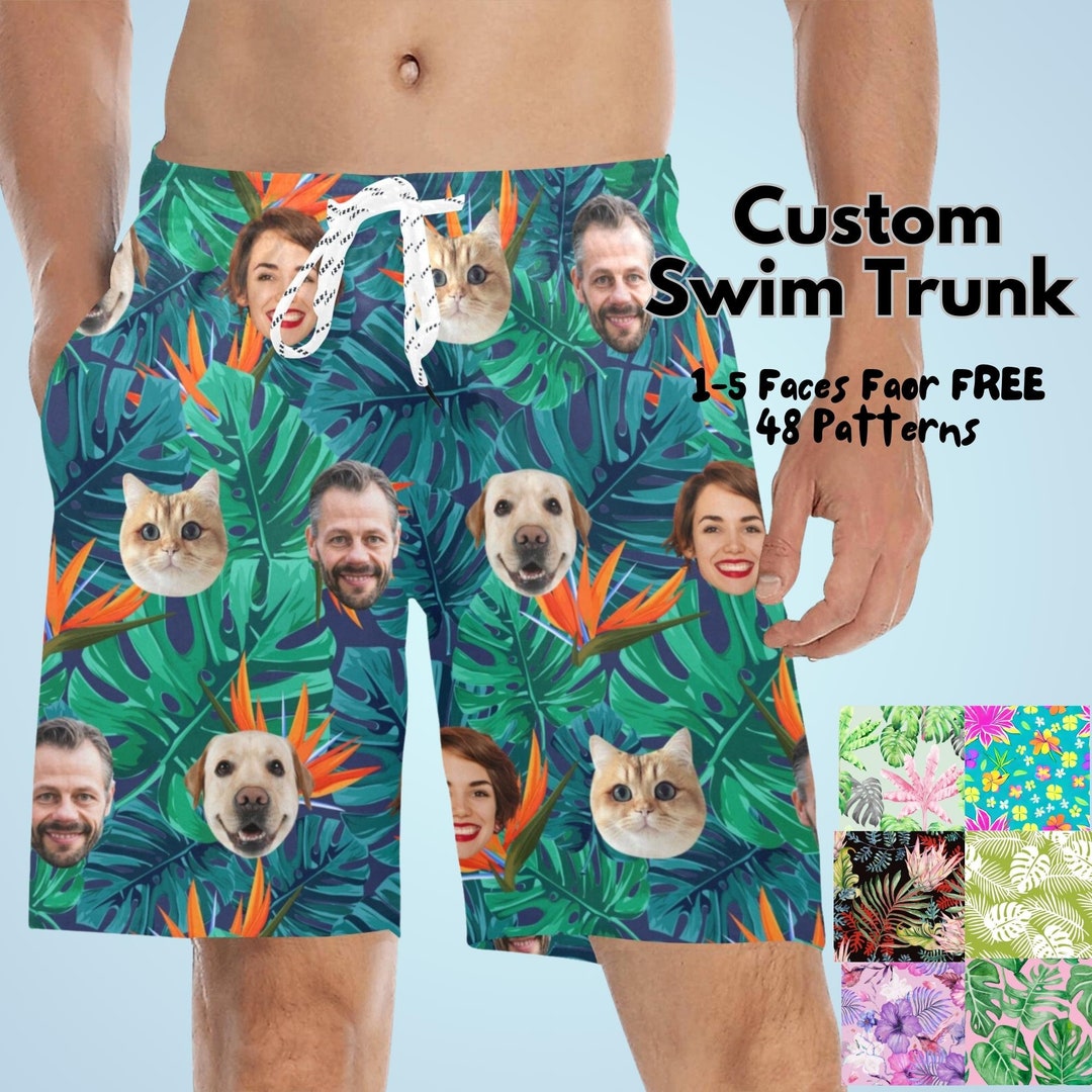 Custom Face Men Swimwear/hawaiian Tropical /beach Party/custom Face ...