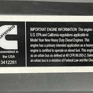 CUMMINS SIGNATURE 600 Black Edition Diesel Engine Valve Cover 1999 Tag ...