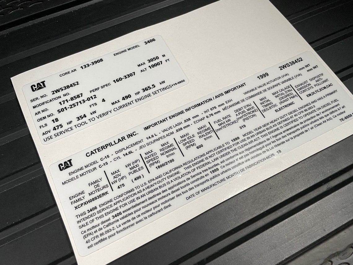 Caterpillar C15 3406 14.6L Diesel Engine Valve Cover 1999 Tag ID CAT C ...