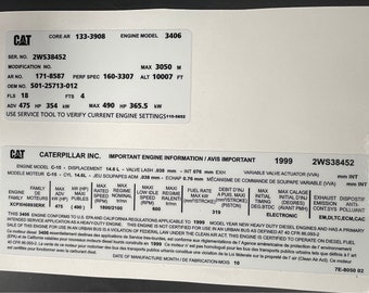 CAT C-15 6NZ 14.6L Diesel Engine Valve Cover Sticker Decal 1999 CUSTOM ...