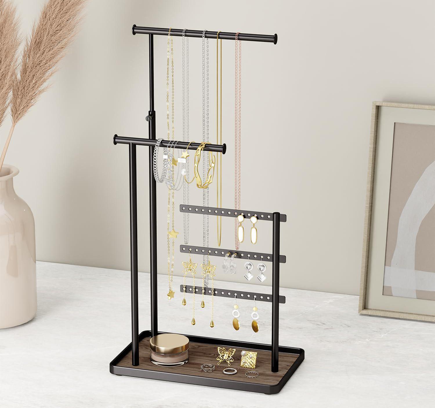 Jewelry Organizer Holder for Necklaces, Metal Jewelry Stand for Girls ...