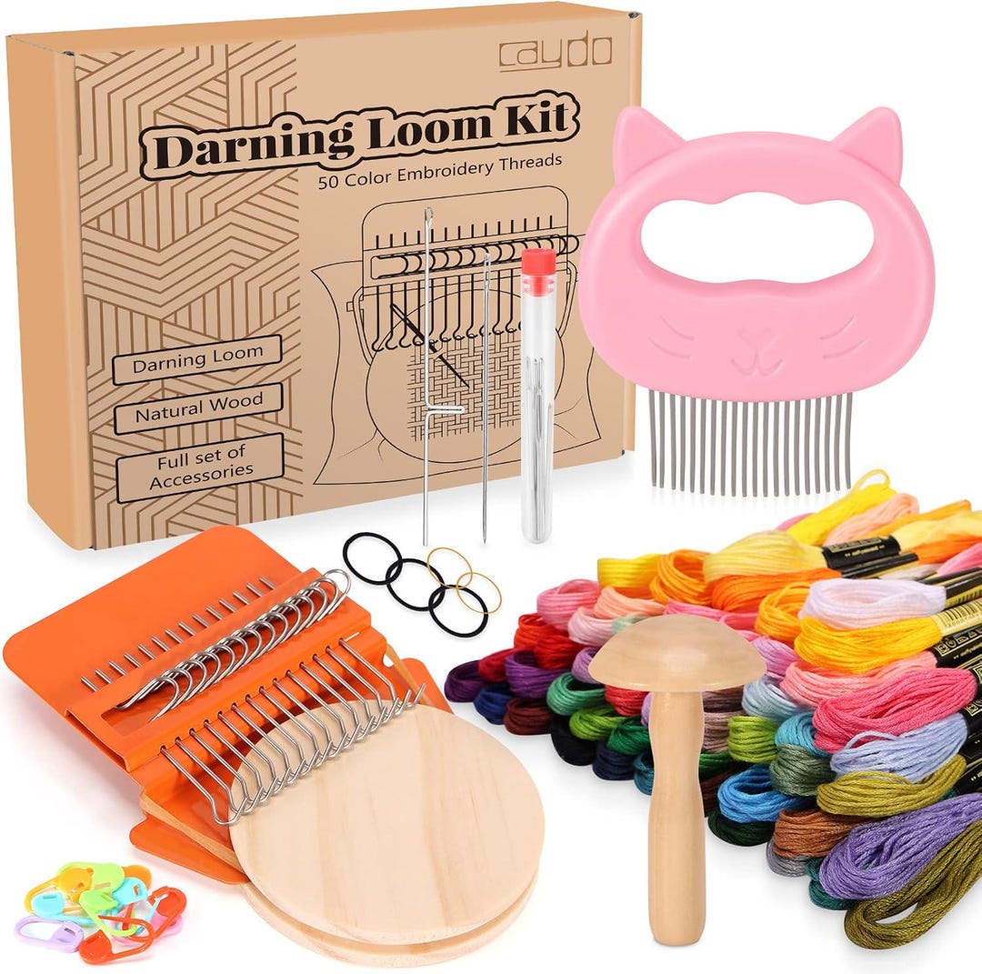 Speedweve Darning Loom Kit With 50 Threads, Mini Weaving Machine, Sock ...