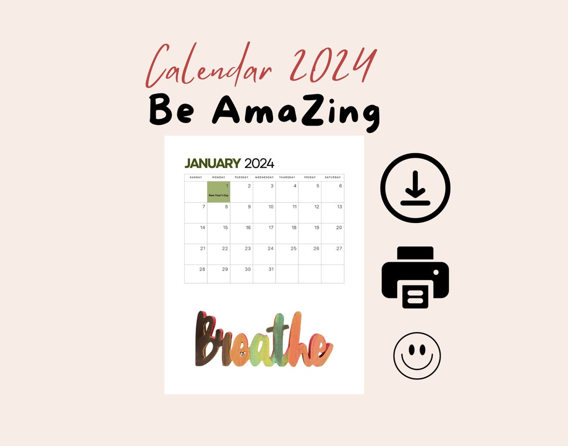 2024 Calendar Digital Print 2024 Calendar and Artwork 2024 Calendar ...