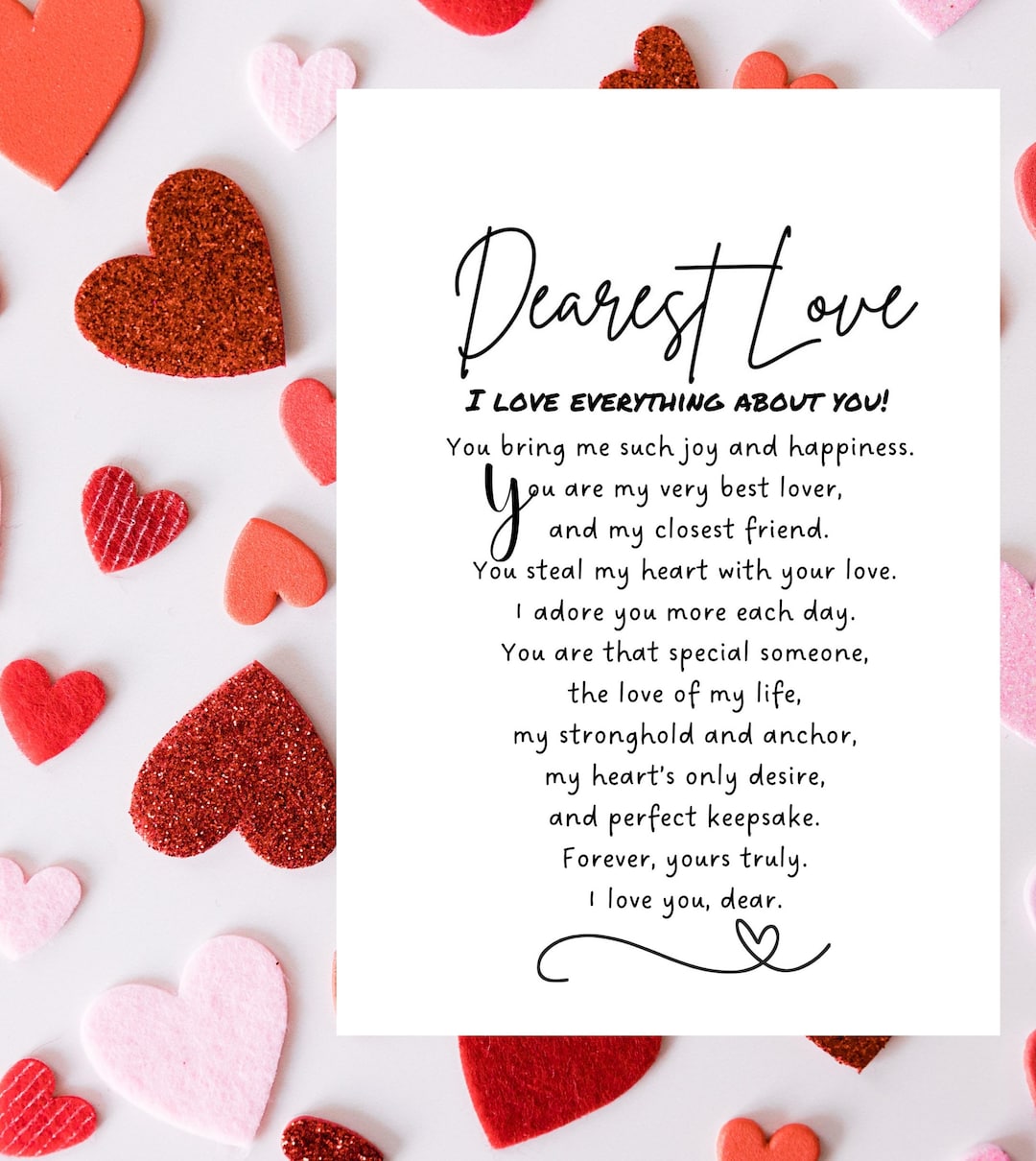 Dearest Love Poem Print: Romantic Valentine's Gift (digital Download ...