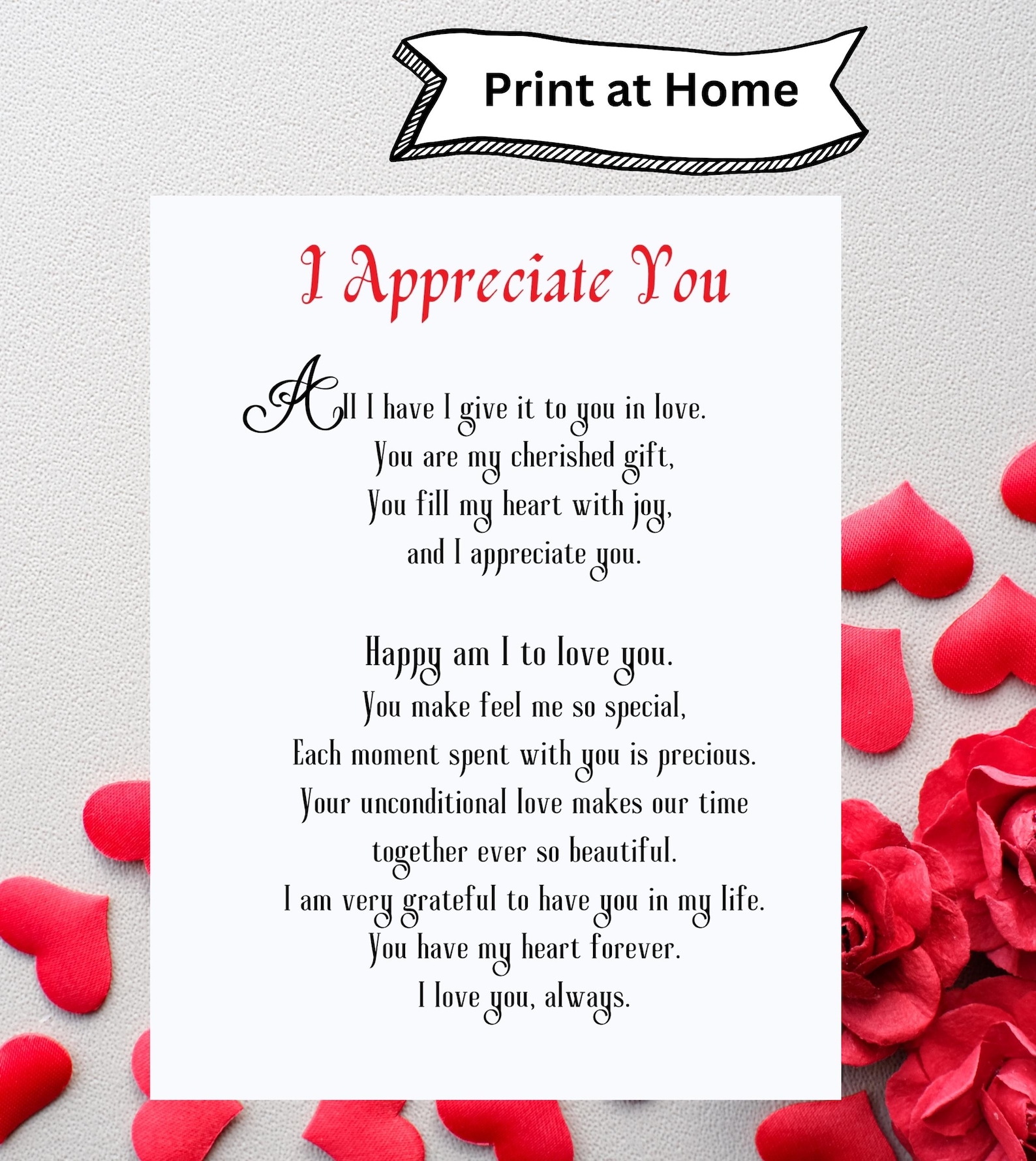 Lovers Poem | Printable Love Poem | Heartfelt Poem | Poem for Couples ...