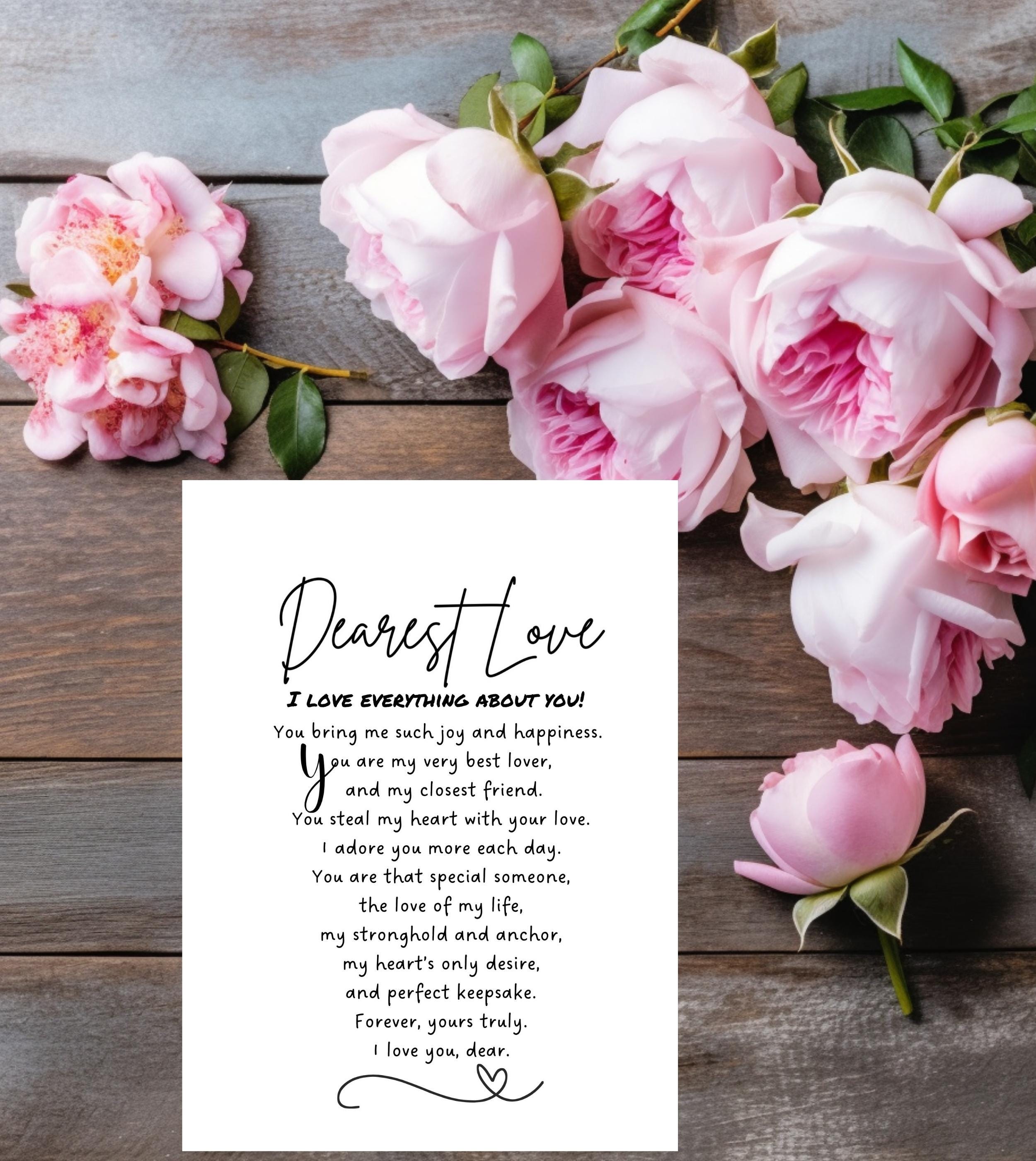 Dearest Love Poem Print: Romantic Valentine's Gift (digital Download ...