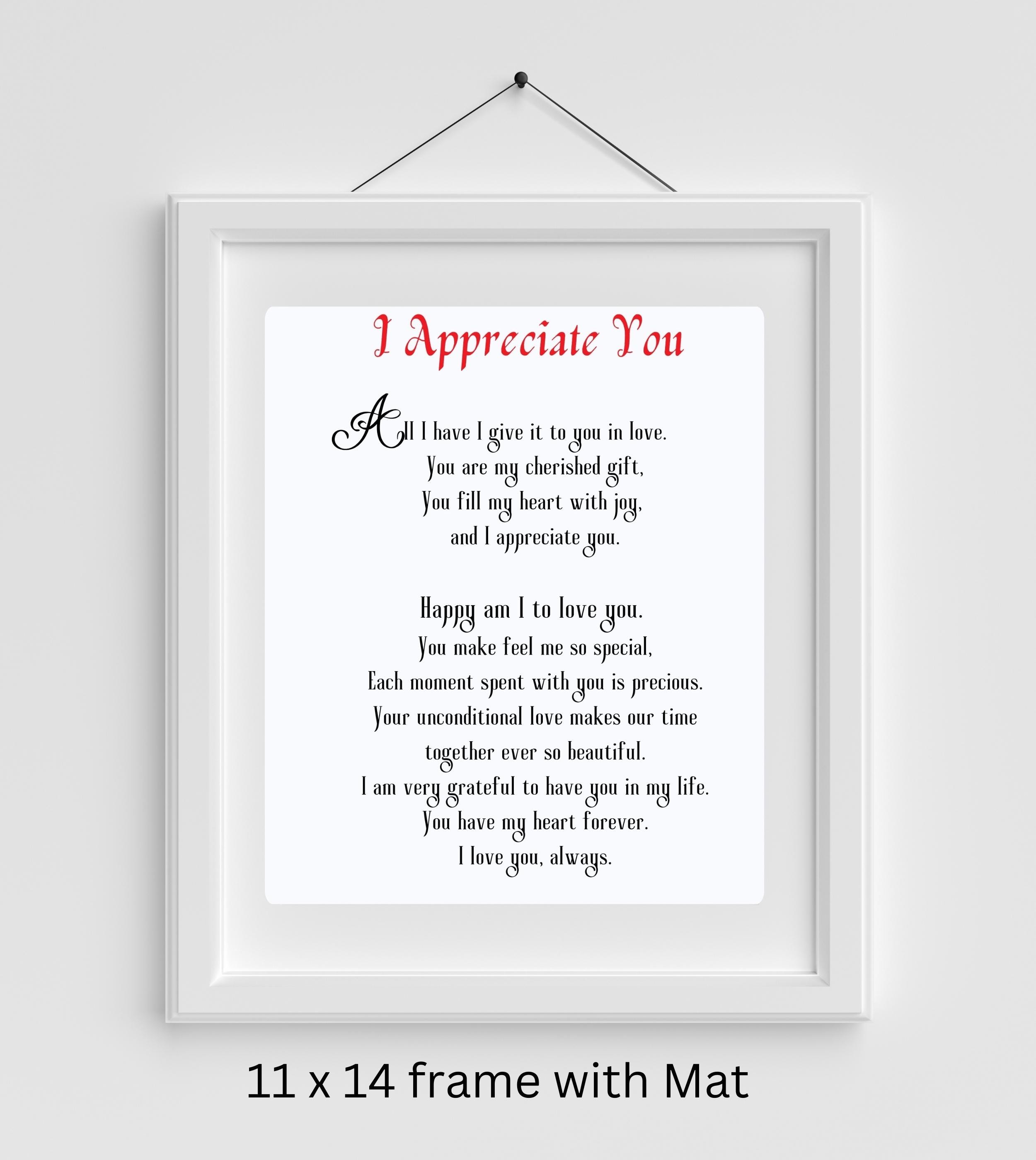 I Appreciate You Poem: Heartfelt Love Poetry Gift (digital Download) - Etsy