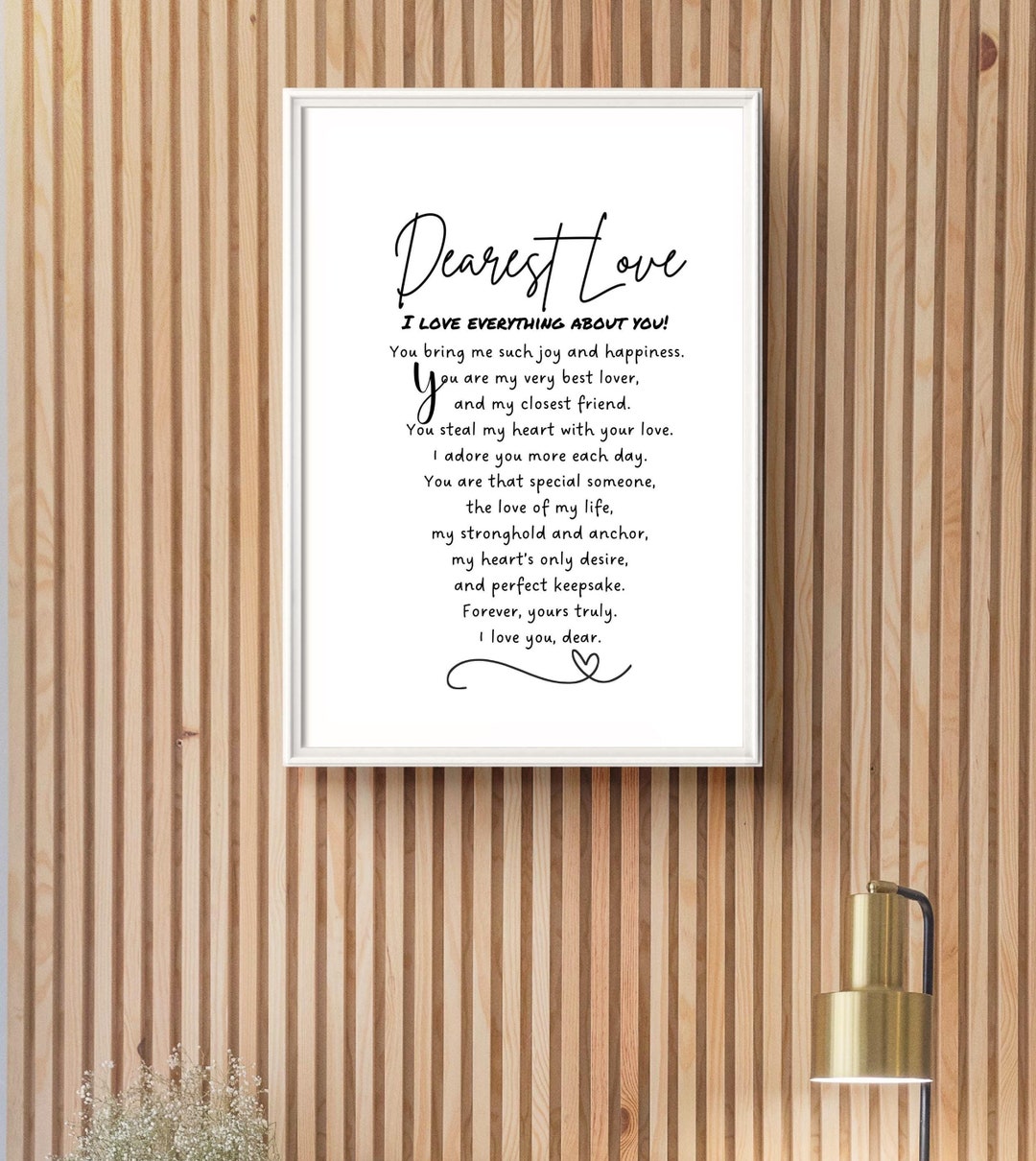 Dearest Love Poem Print: Romantic Gift for Wife/husband (digital ...
