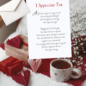 I Appreciate You Poem: Heartfelt Love Poetry Gift (digital Download) - Etsy