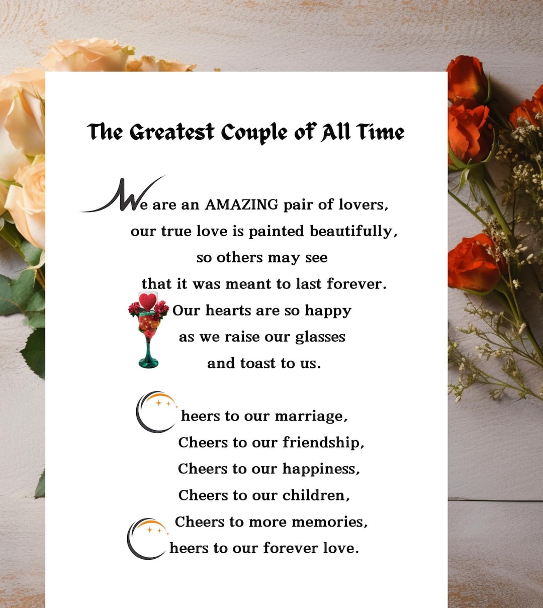 Best Couple Poem, Custom Poetry, Anniversary Couple Gifts, Romantic ...