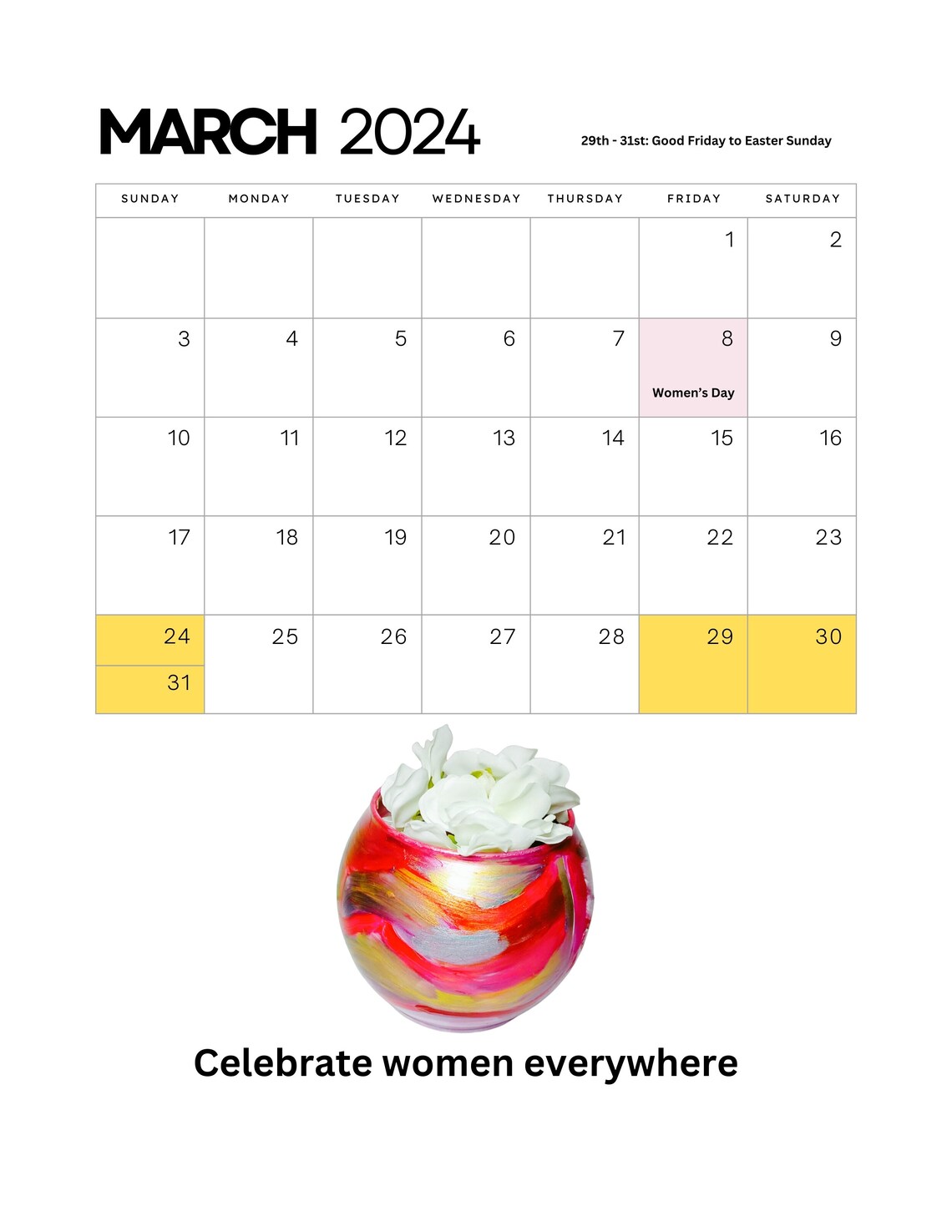 2024 Calendar Digital Print 2024 Calendar and Artwork 2024 Calendar ...